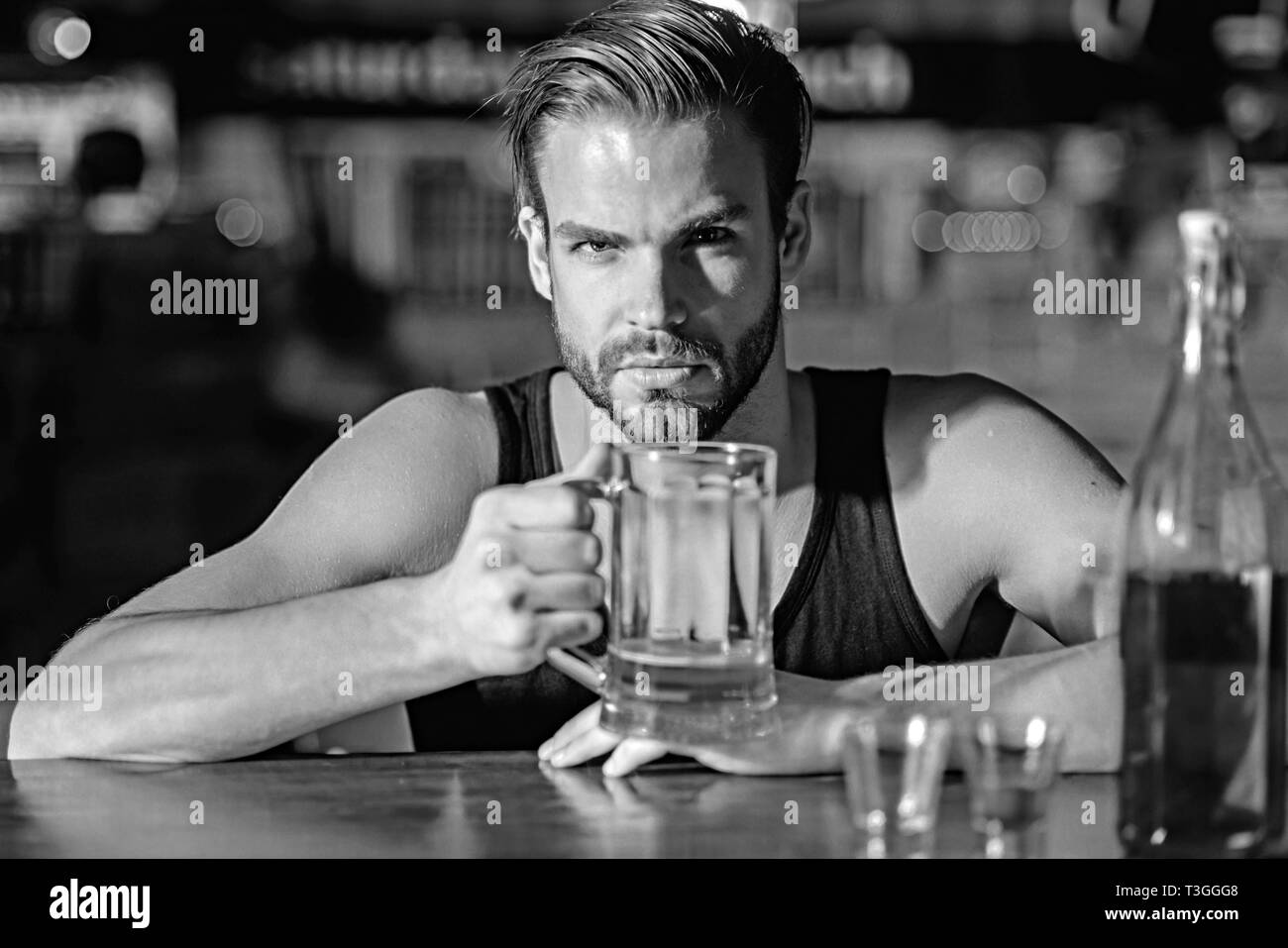 Big bad handsome man Black and White Stock Photos & Images - Alamy