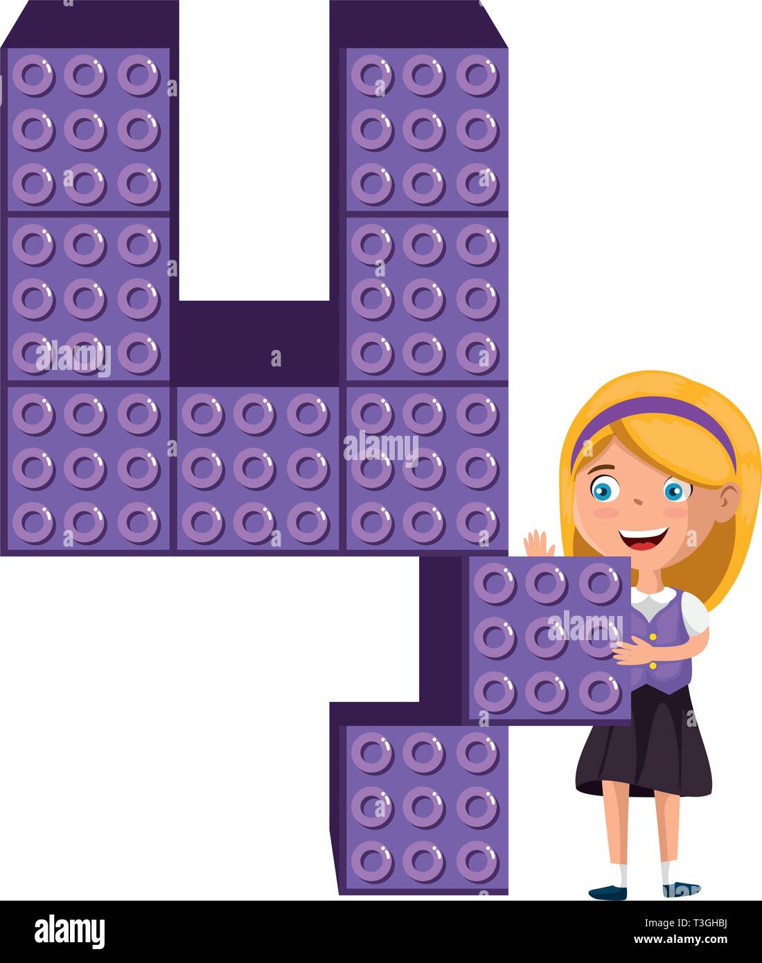 little girl with number four and toy pieces Stock Vector Image & Art ...