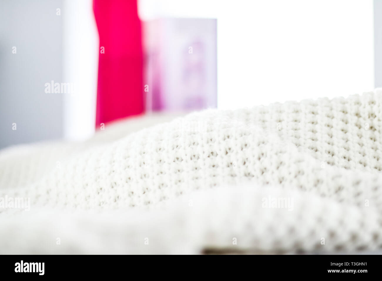 Housekeeping, fabric textures and handmade knitwear concept - Warm ...