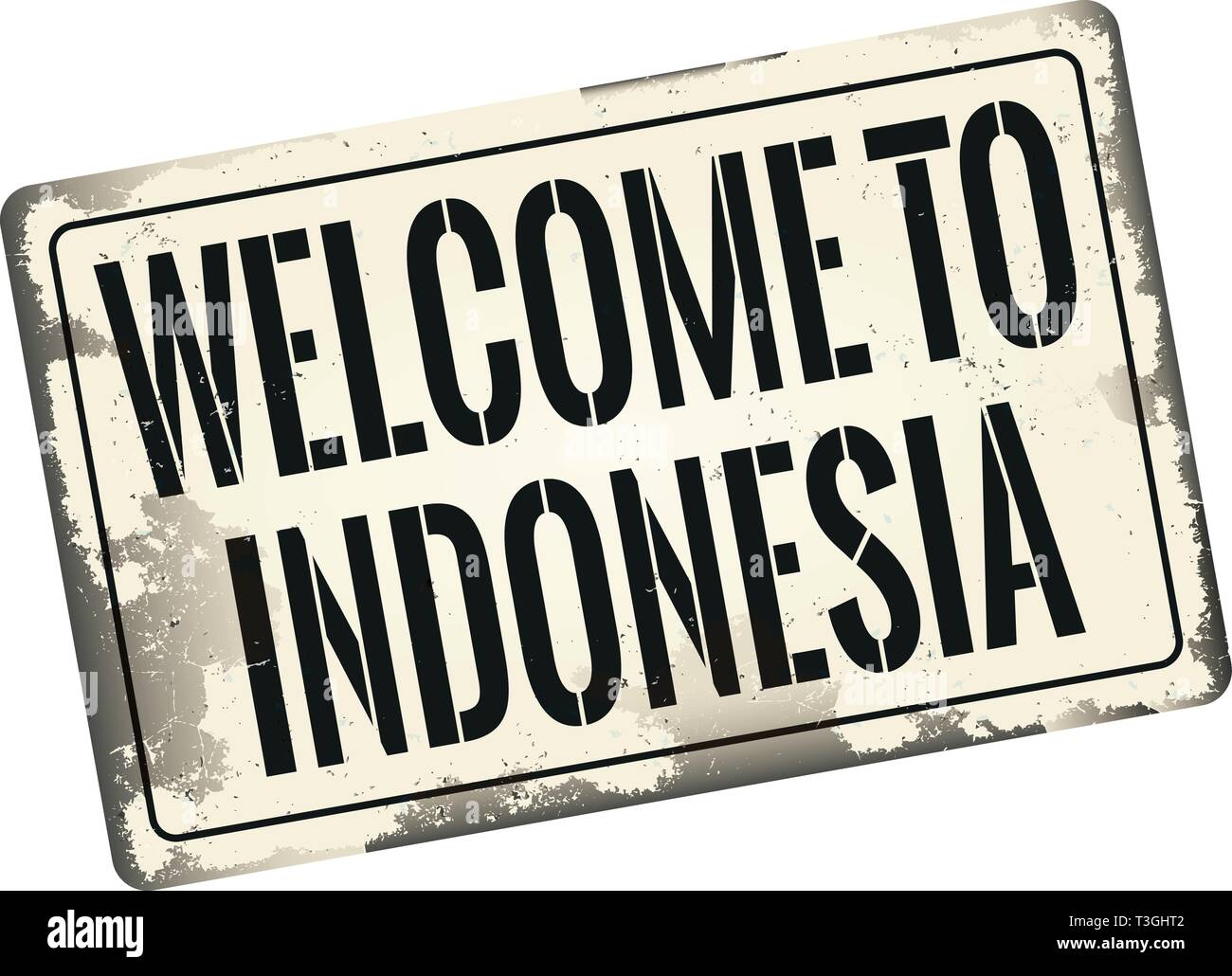 Welcome to indonesia vintage rusty metal sign on a white background ...
