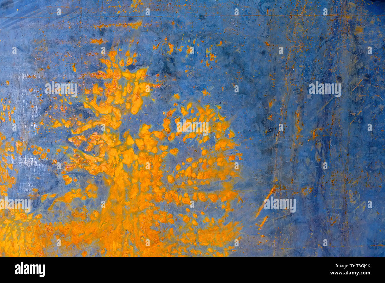 Abstract background. Aged metal surface with rust stains and smudges ...