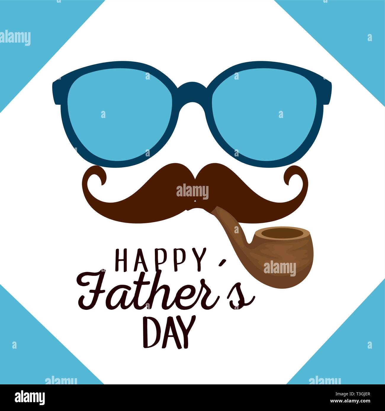 card with glasses and mustache with pipe to fathers day Stock Vector ...