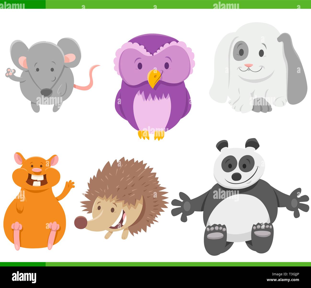 Cartoon Illustration of Wild Animal Characters Collection Set Stock ...