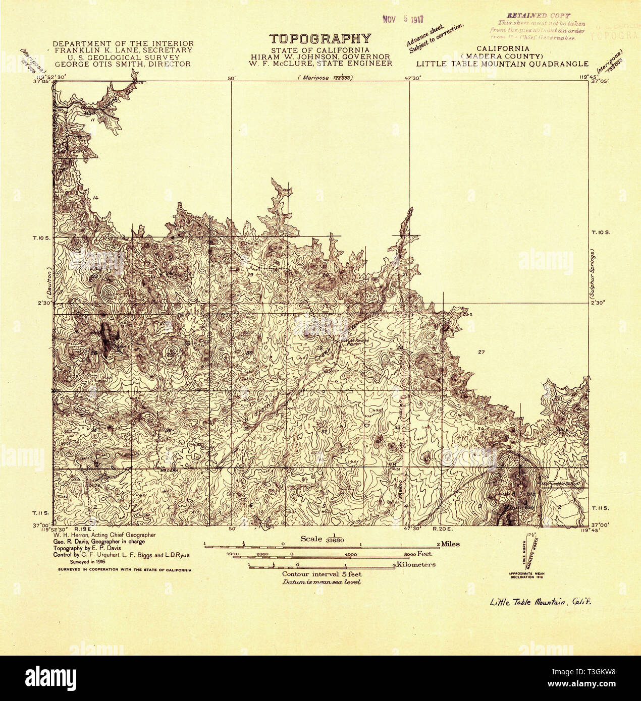 USGS TOPO Map California CA Little Table Mountain 296258 1916 31680 ...