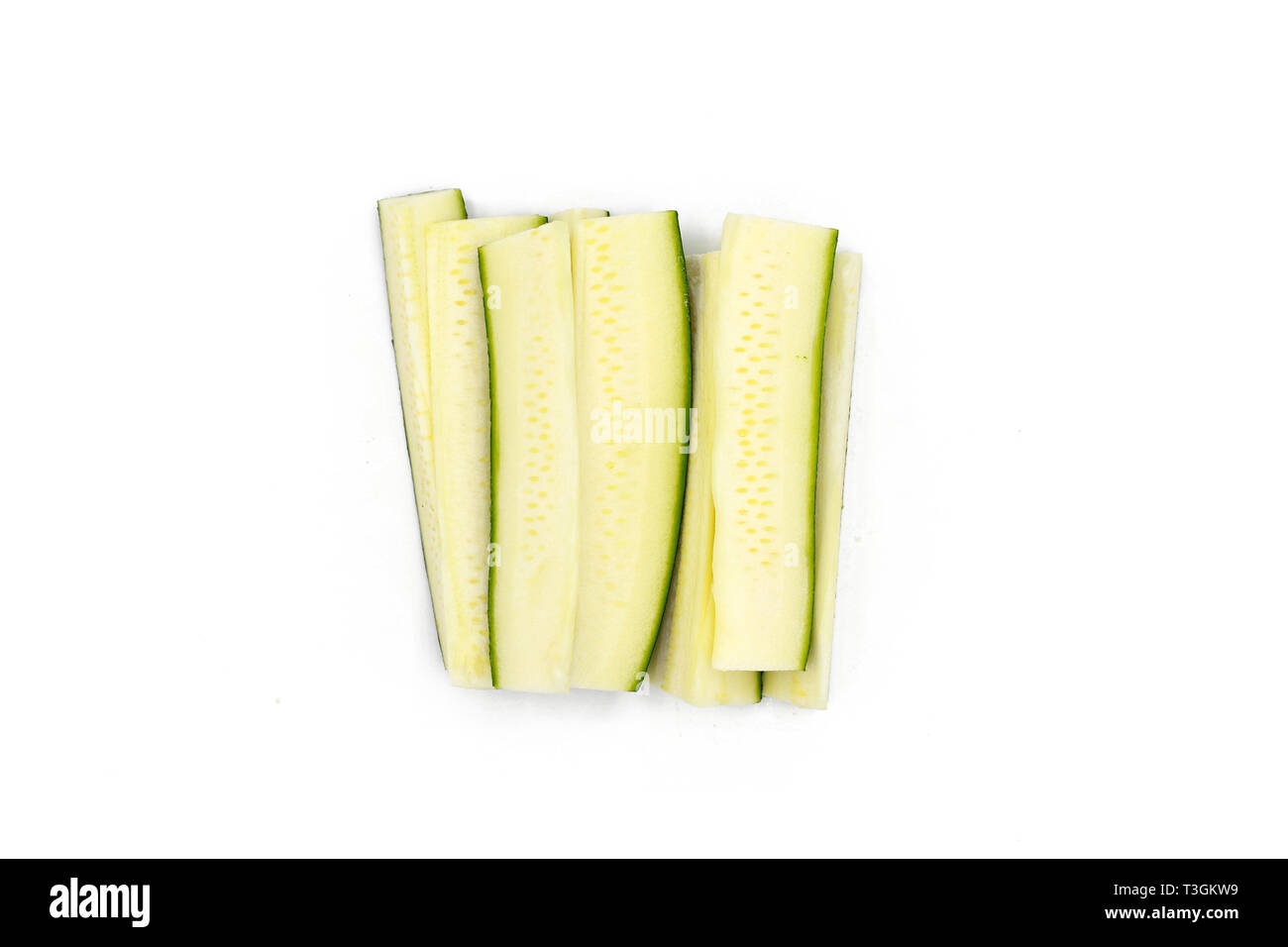 fresh zucchini stripes - isolated on white Stock Photo - Alamy