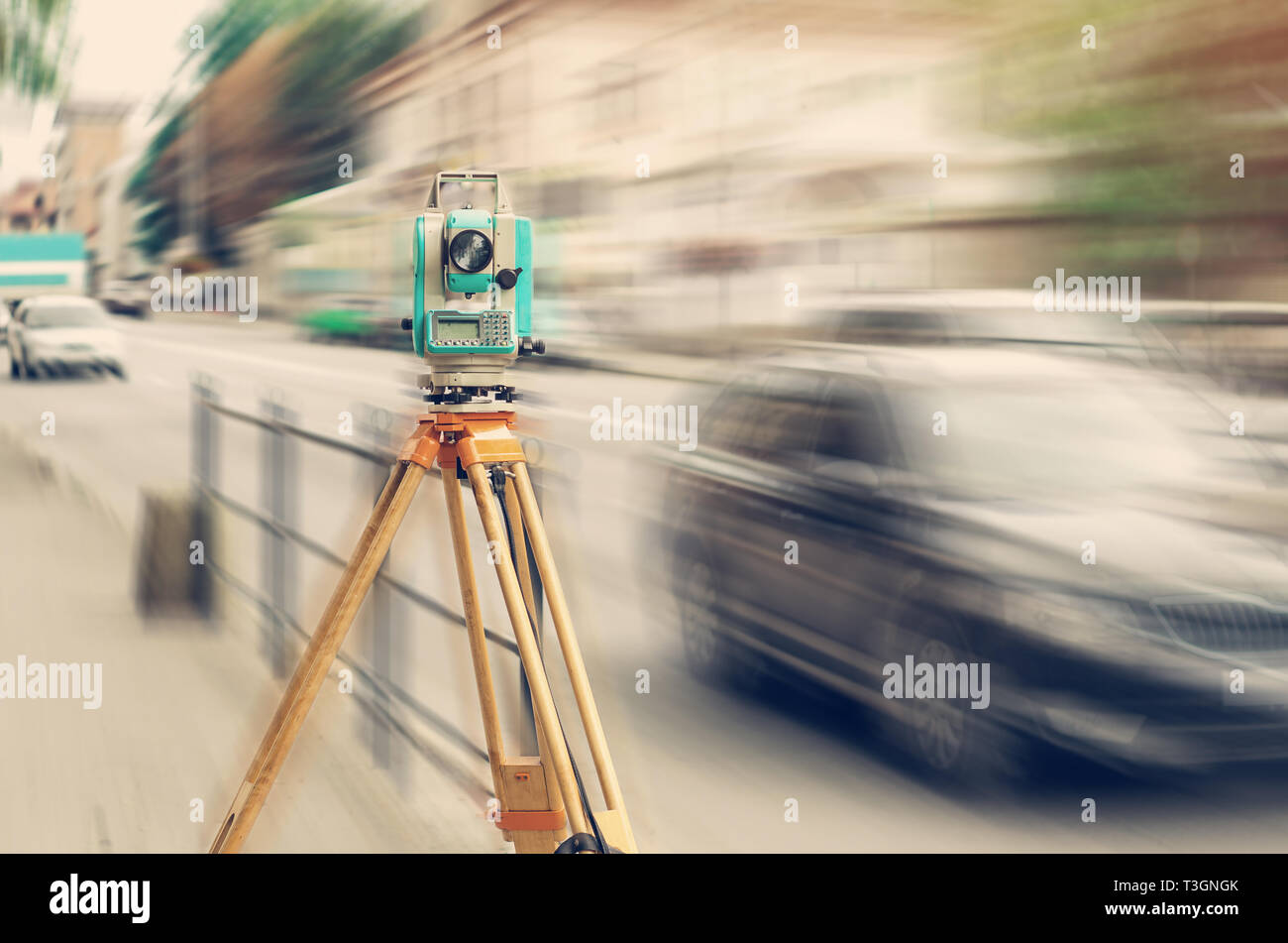 Blue surveying equipment total station hi-res stock photography and ...