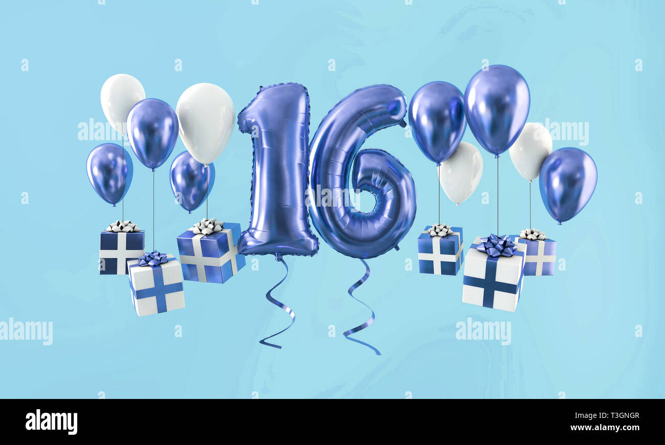 Number 16 gold balloon balloon hi-res stock photography and images - Alamy