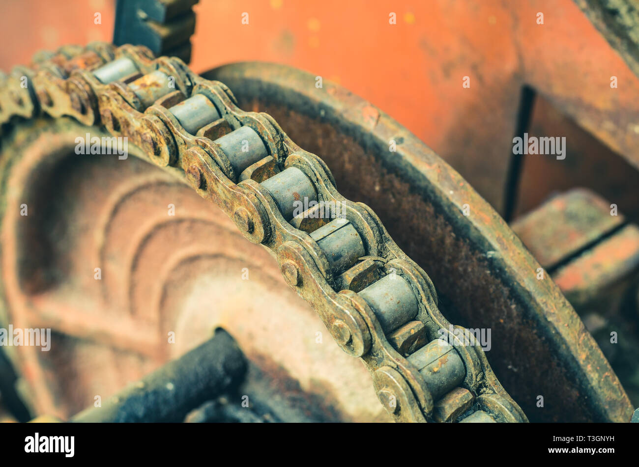Parts of old broken machine under corrosion closeup. Old technics ...