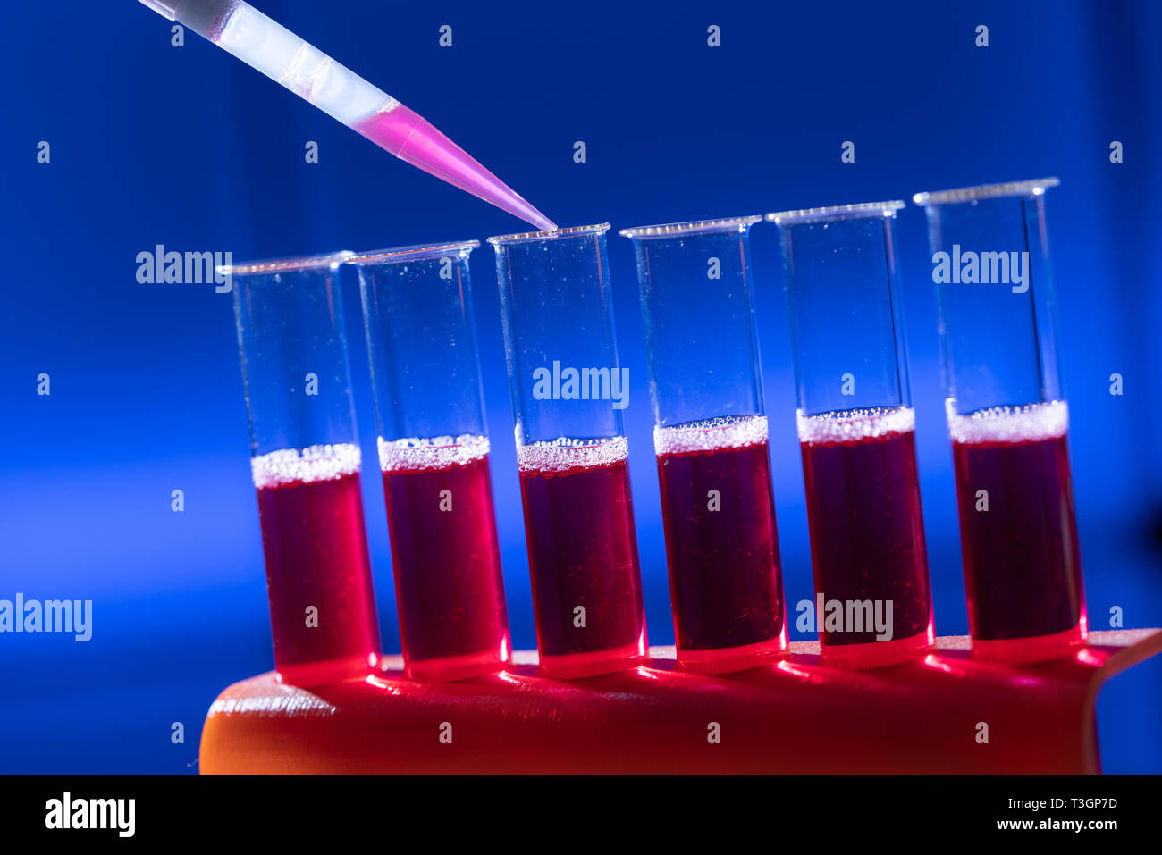 Test tube in rack and pipette media dispenser Stock Photo - Alamy