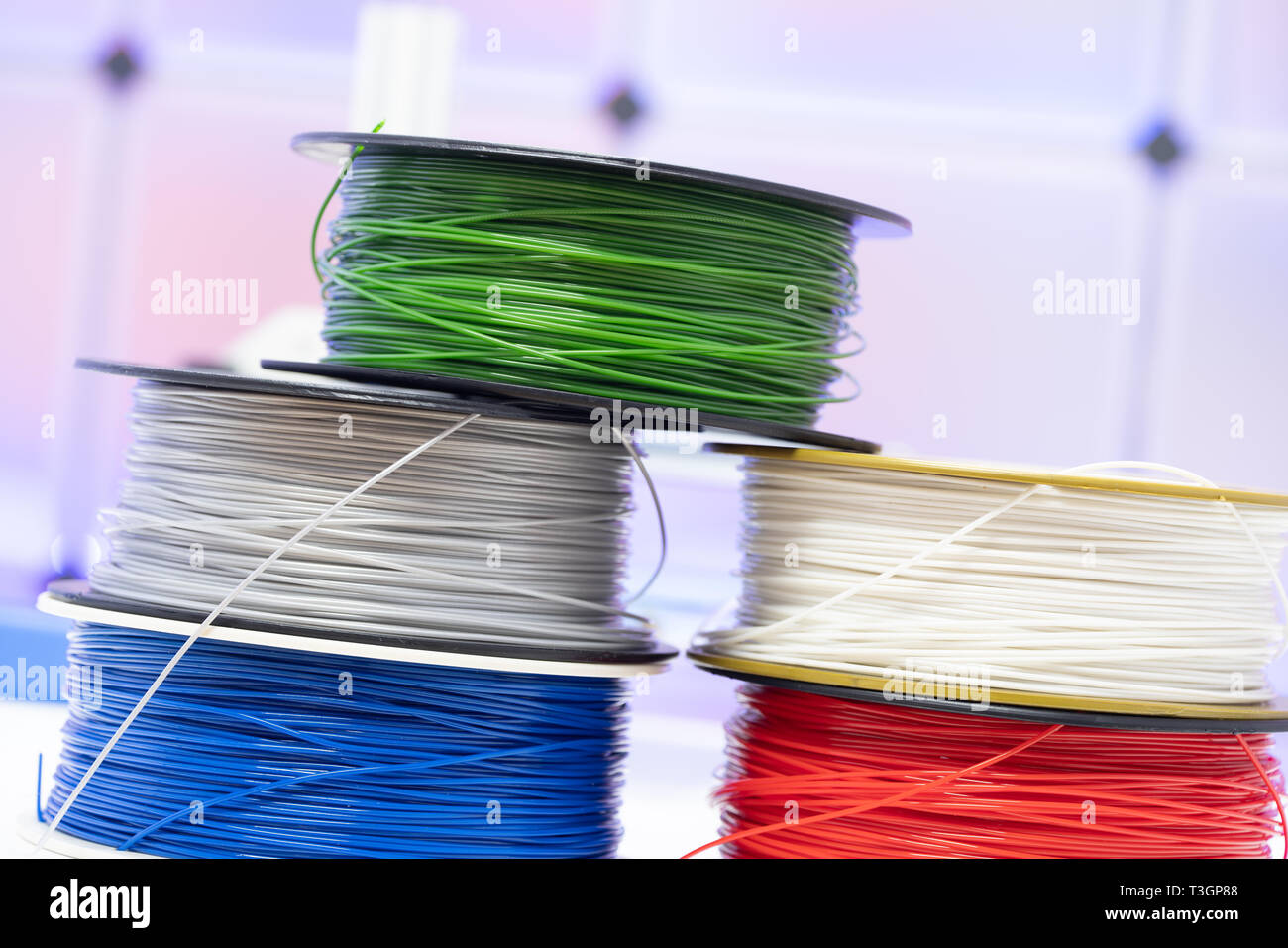 Spools of plastic filaments for 3D Printer Stock Photo - Alamy