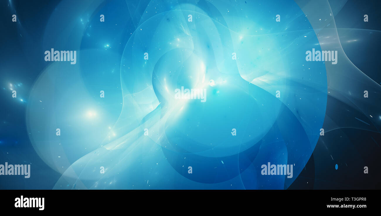 Blue glowing plasma force field in space, computer generated abstract background, 3D rendering ...