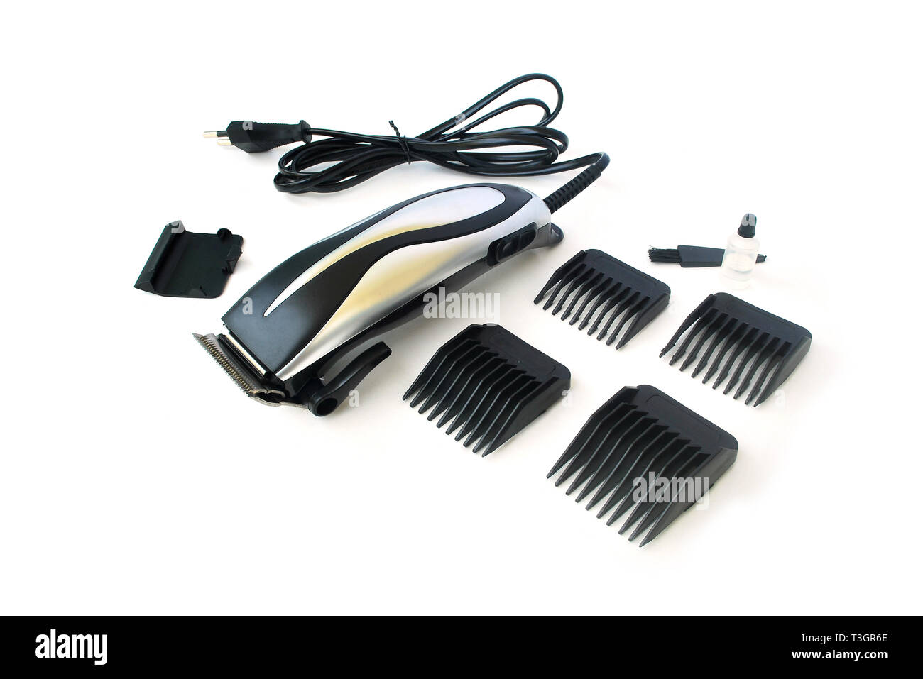 Barber equipment on white background Stock Photo - Alamy