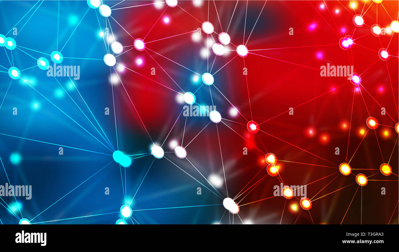 Abstract Red and Blue Connected Lines and Dots Background Stock Photo ...
