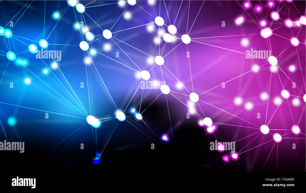 Connecting Dots and Lines Blue and Purple Abstract Background Stock ...