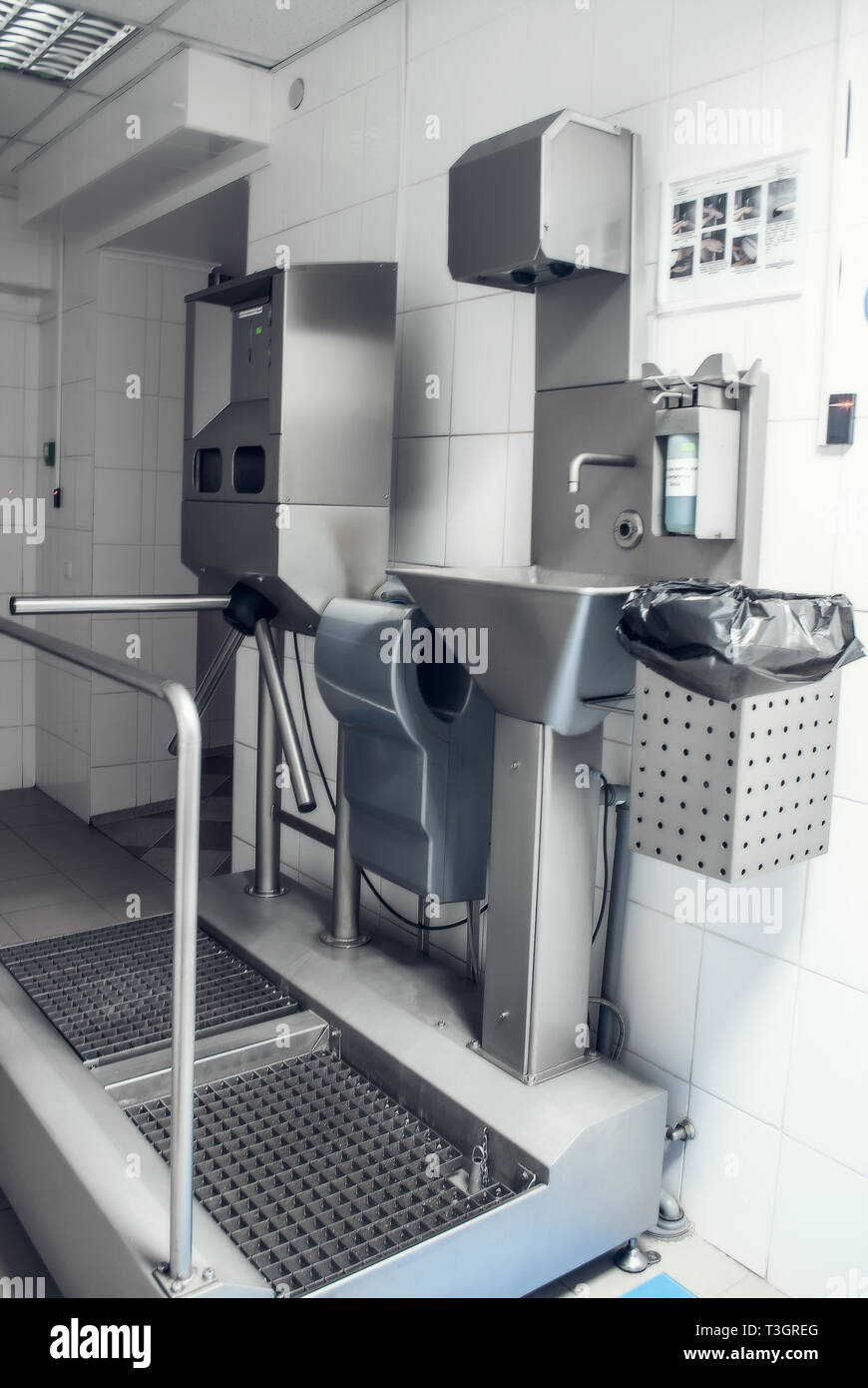 Disinfection unit cleansing hygiene at entrance to the enterprise food ...