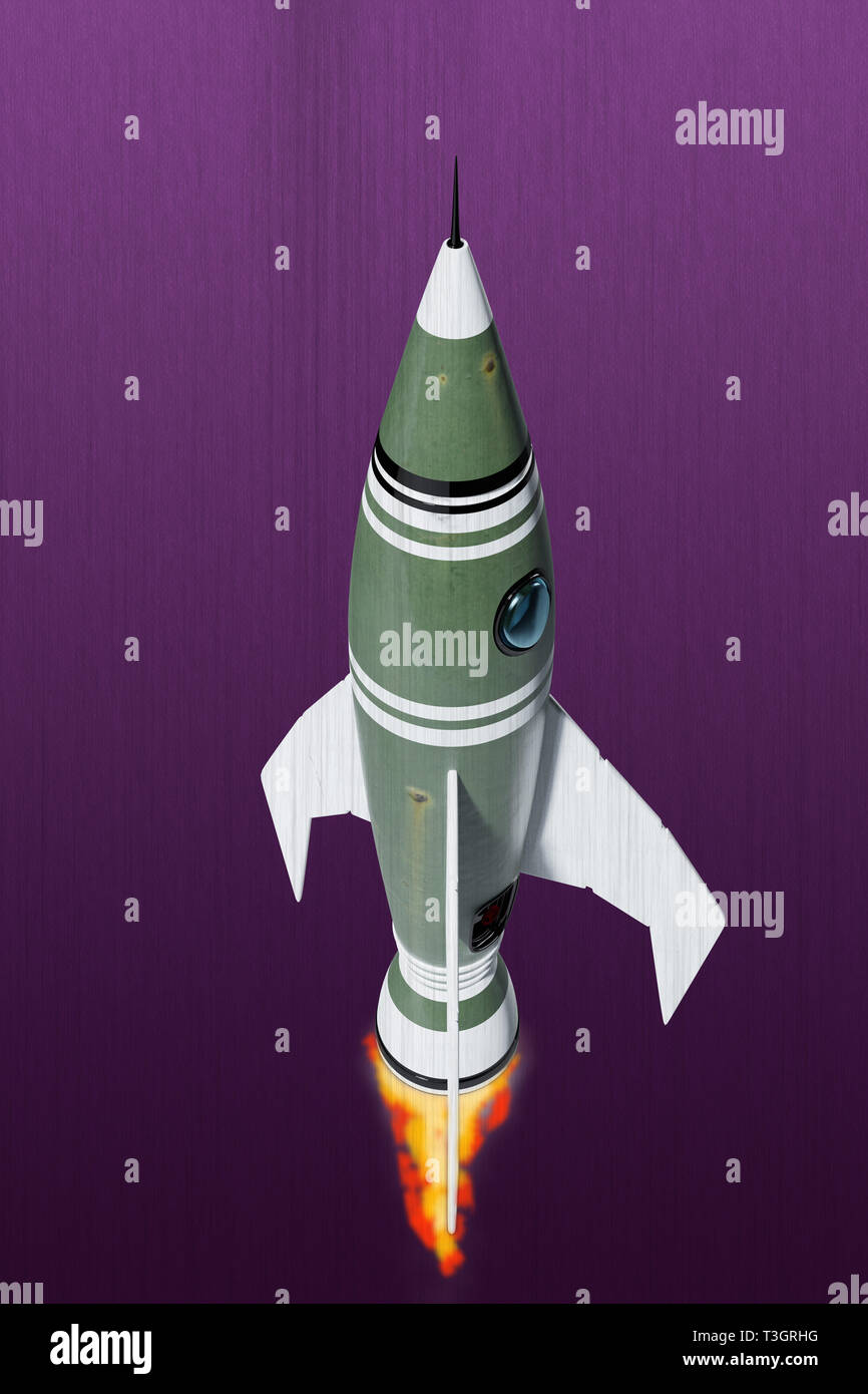 old retro space rocket toy 3d illustration Stock Photo - Alamy
