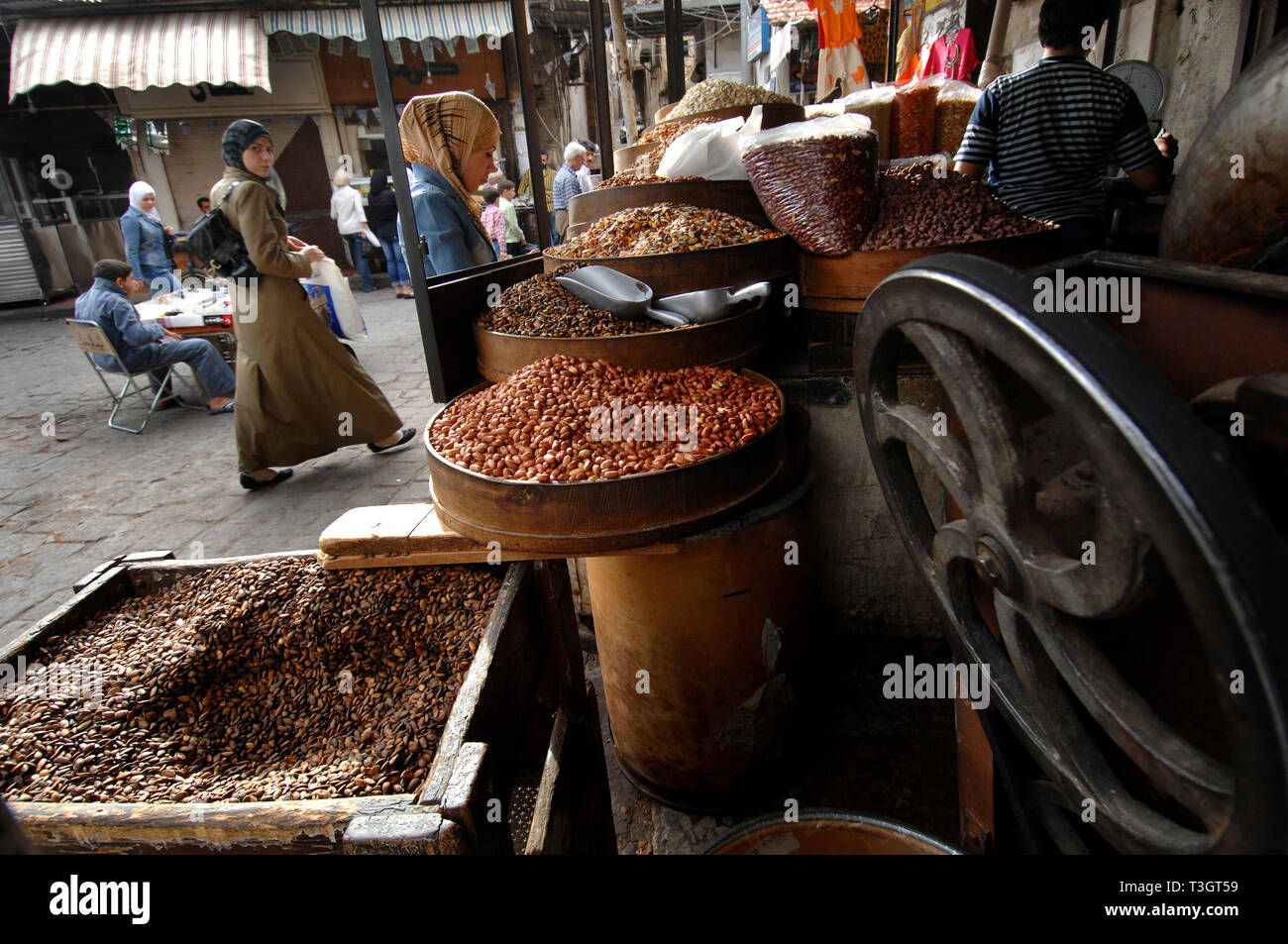 Nut seller in the souk towards Assad ad-Din street Stock Photo - Alamy