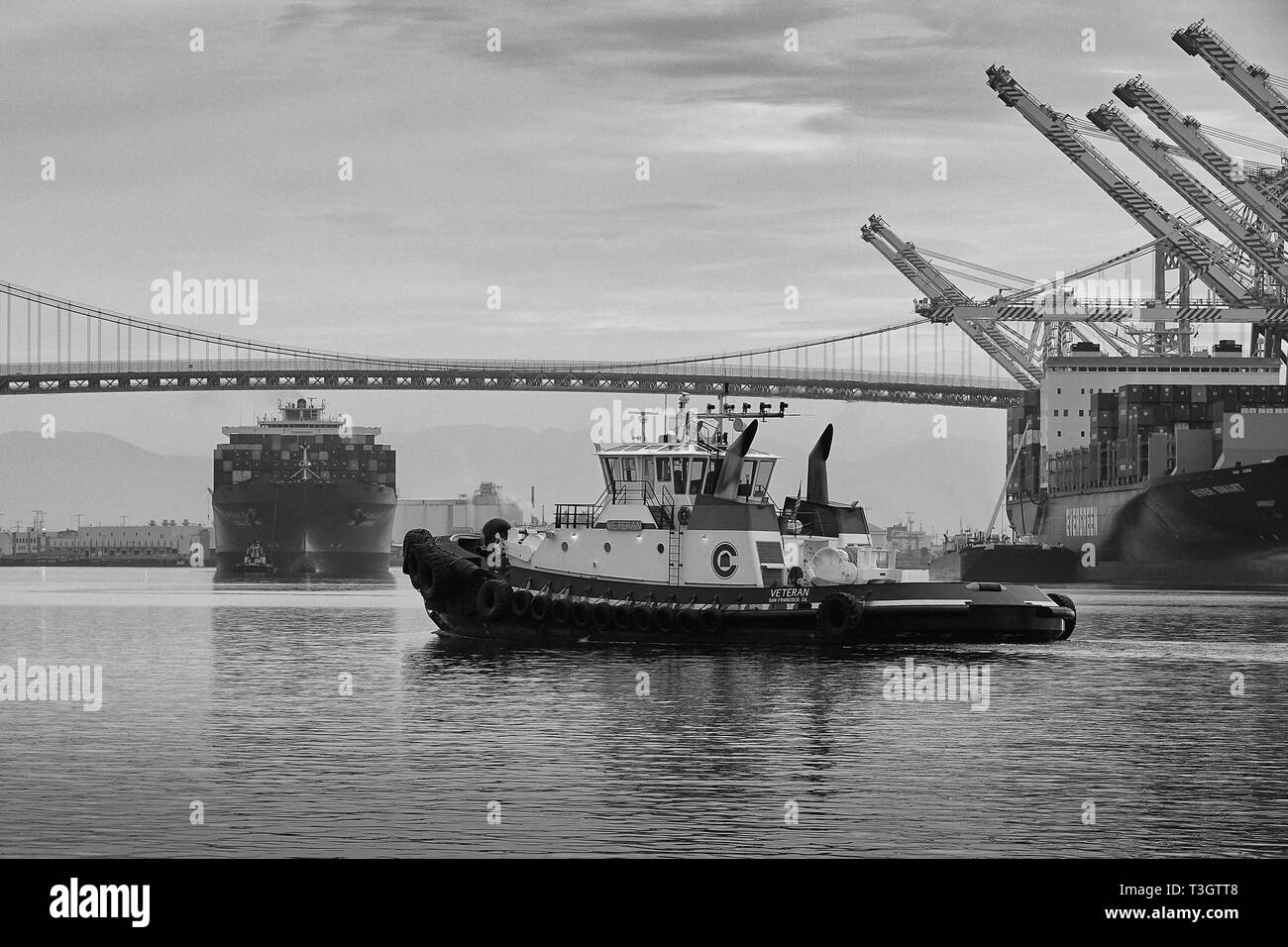 Black And White Photo Of A Crowley Maritime Tugboat VETERAN With The ...
