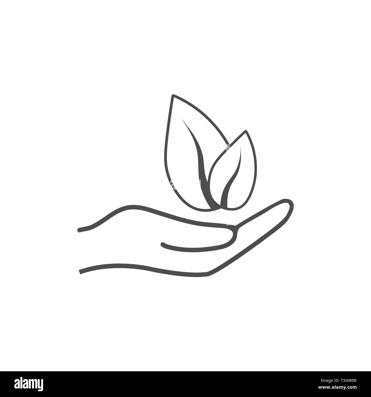 Plant leaf in hand icon flat Stock Vector Image & Art - Alamy