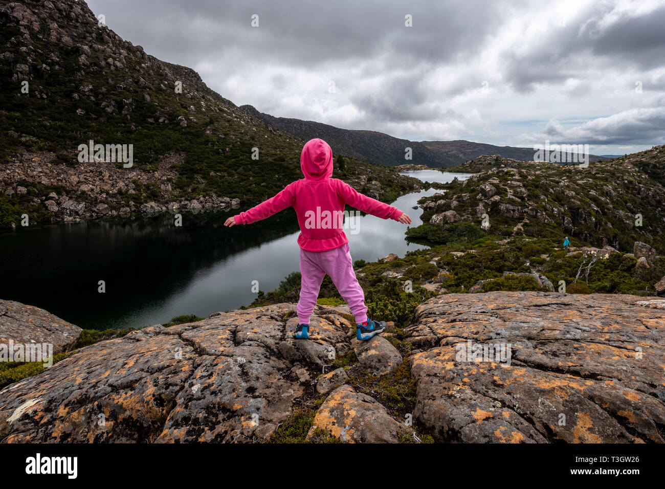 Little hicker girl in pink at Tarn Shelf Track. Mt Field. Tasmania ...