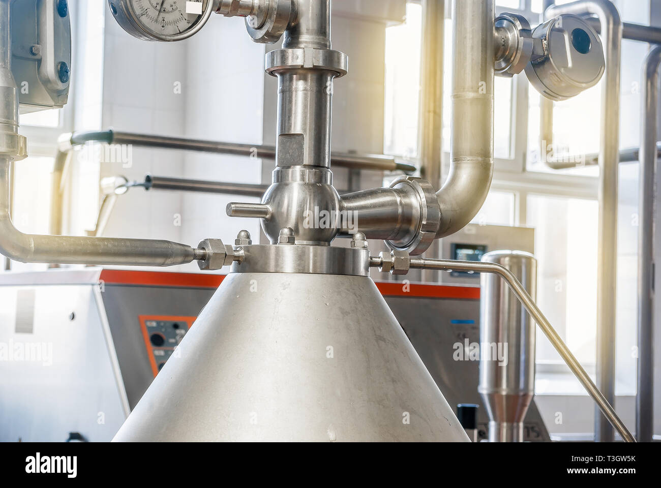 Metal cone, pipes, manometers. Element the device the food-processing ...