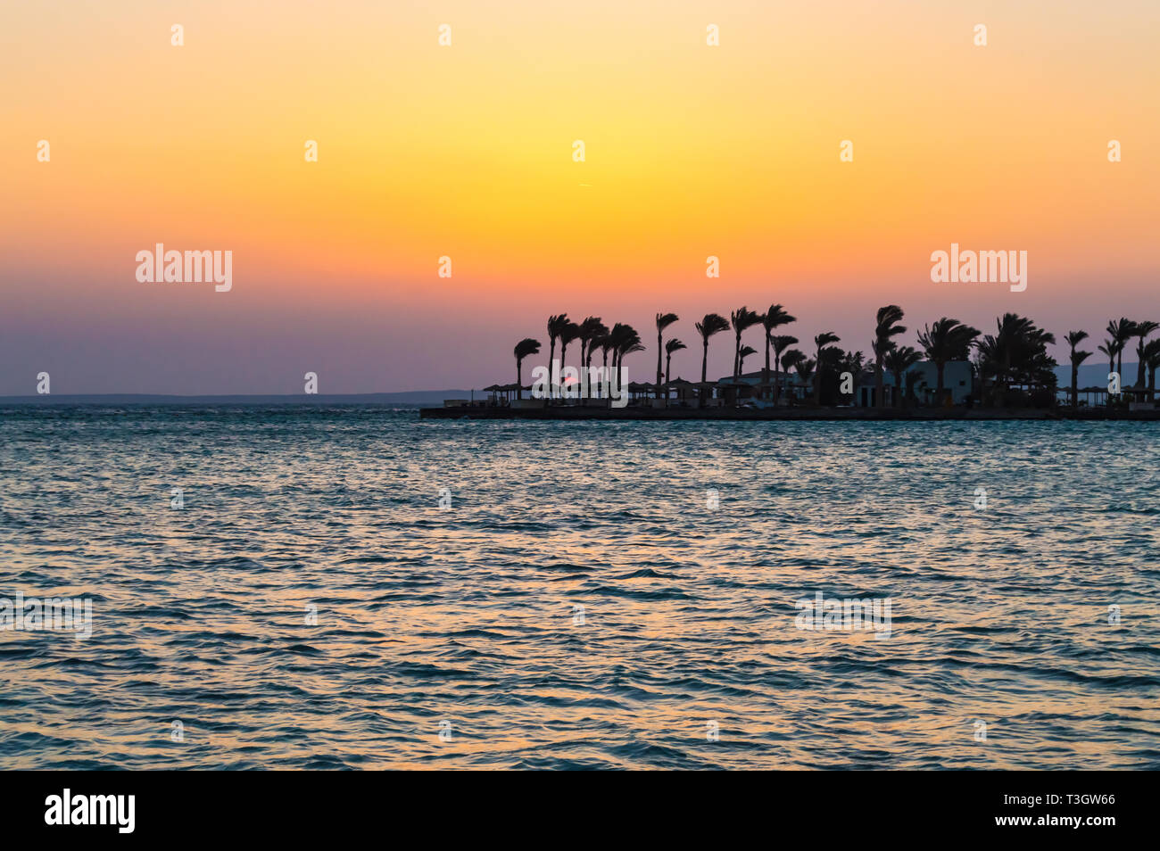 Sunrise on a peninsula of Hurghada on the Red Sea in Egypt Stock Photo ...