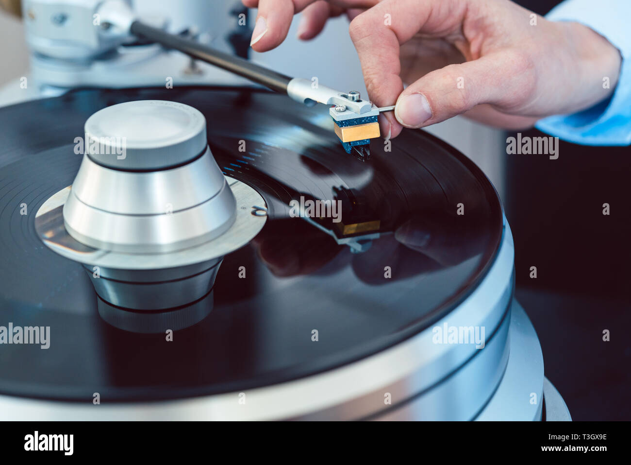 Woman record player on hi-res stock photography and images - Alamy
