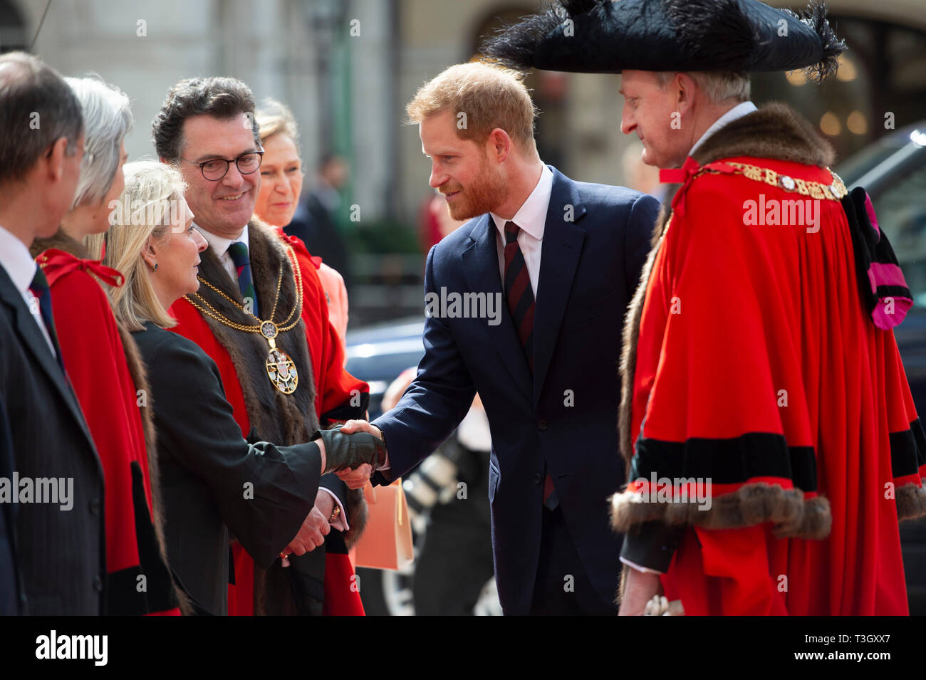 The Duke of Sussex with Lord Mayor Peter Estlin (right) as he arrives ...