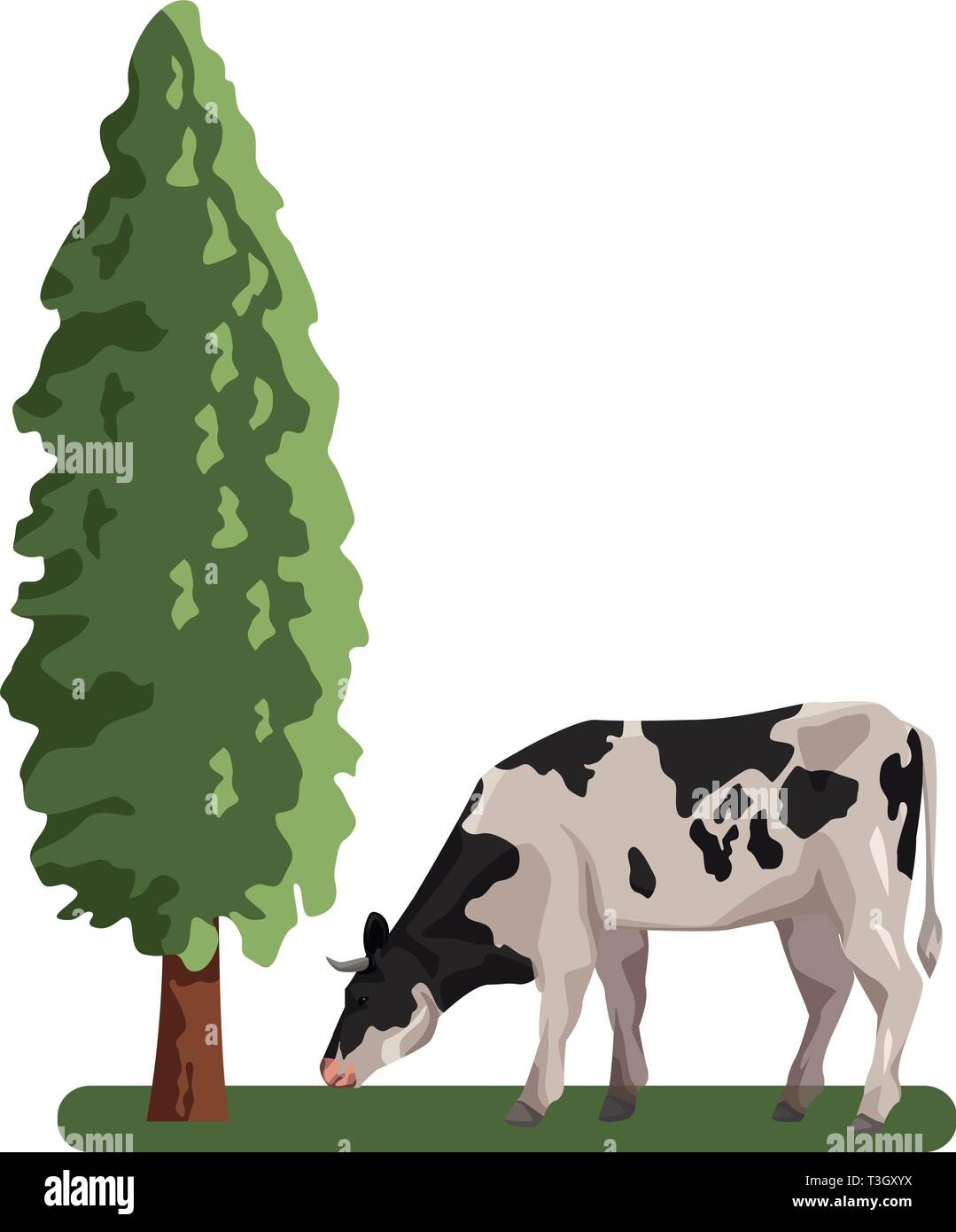 cow with tree Stock Vector Image & Art - Alamy