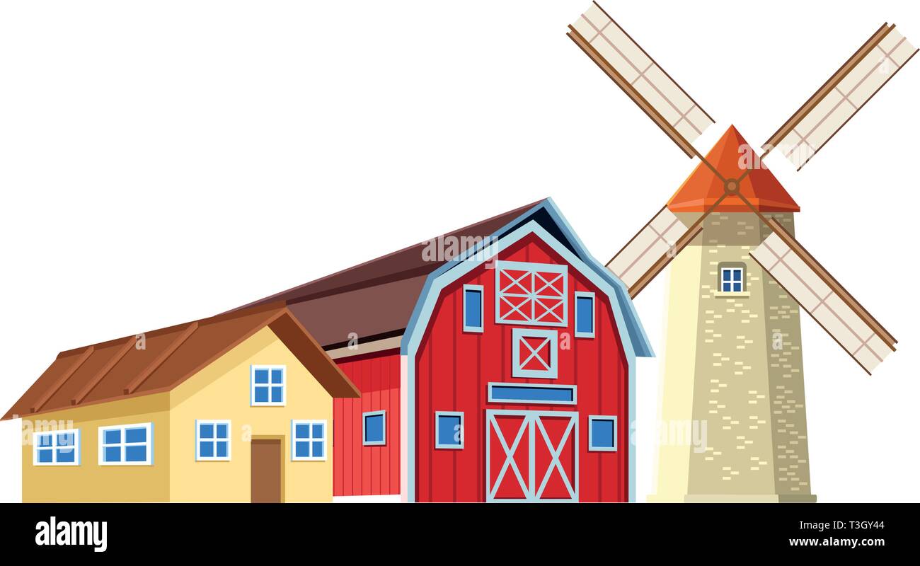 farm barn and windmill Stock Vector Image & Art - Alamy