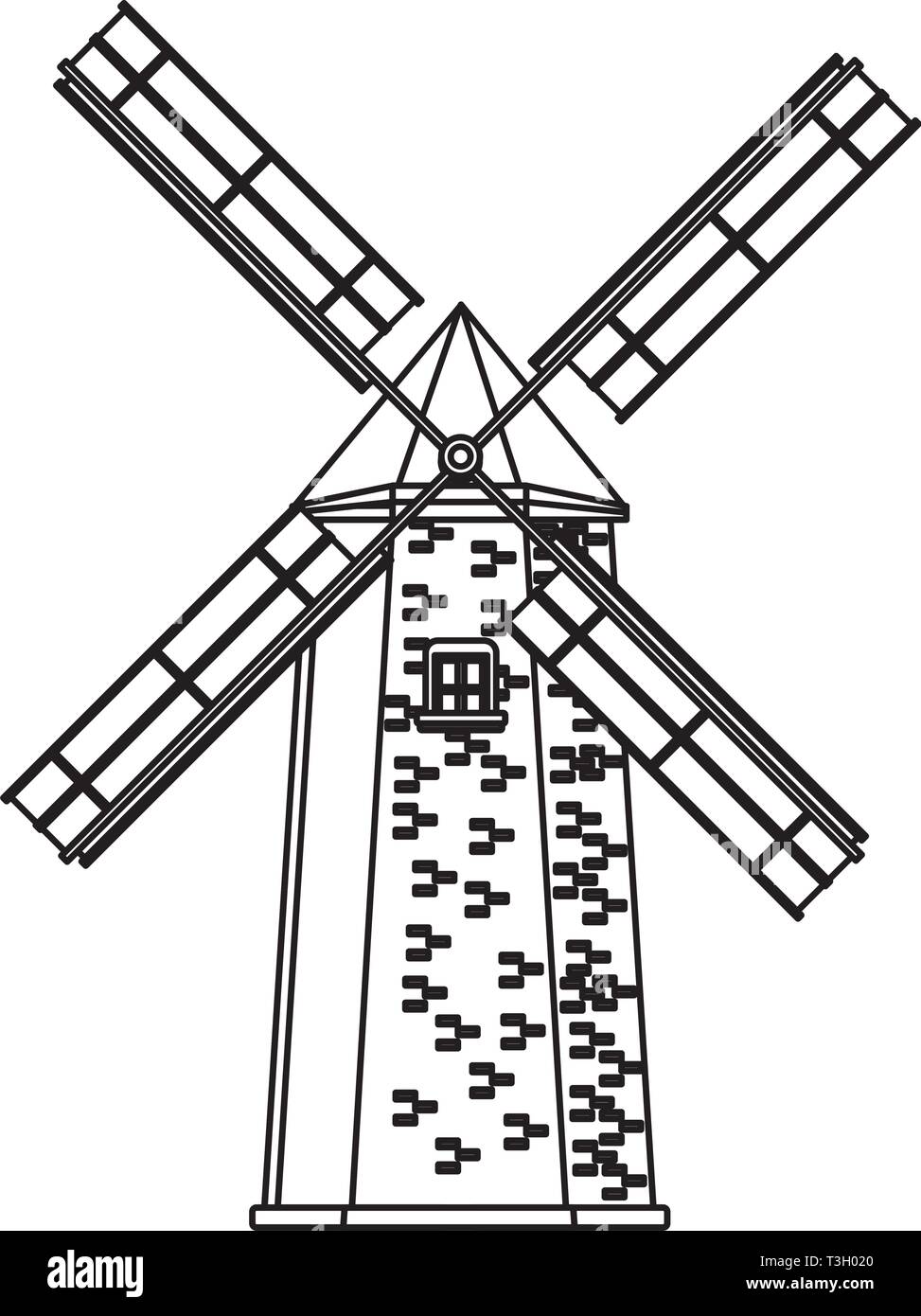 windmill icon cartoon black and white Stock Vector Image & Art - Alamy