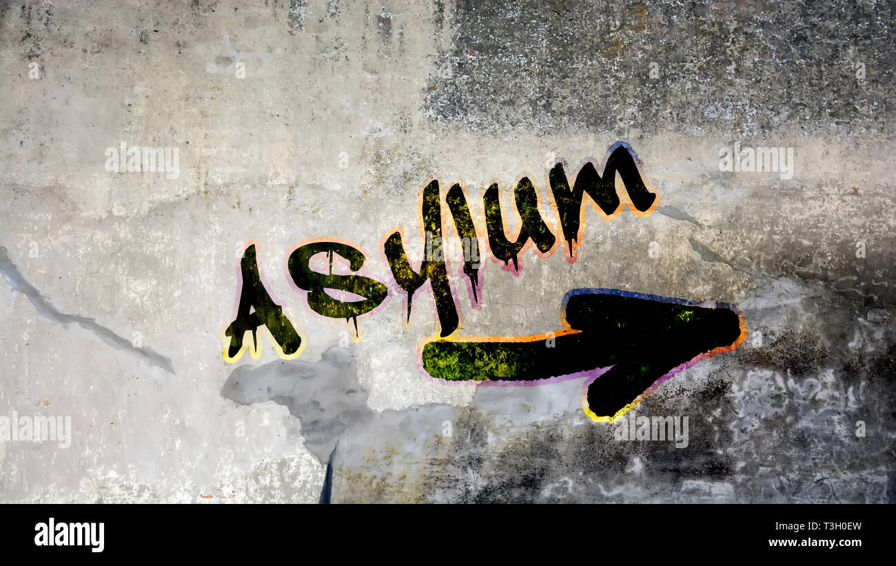Wall Graffiti to Asylum Stock Photo - Alamy