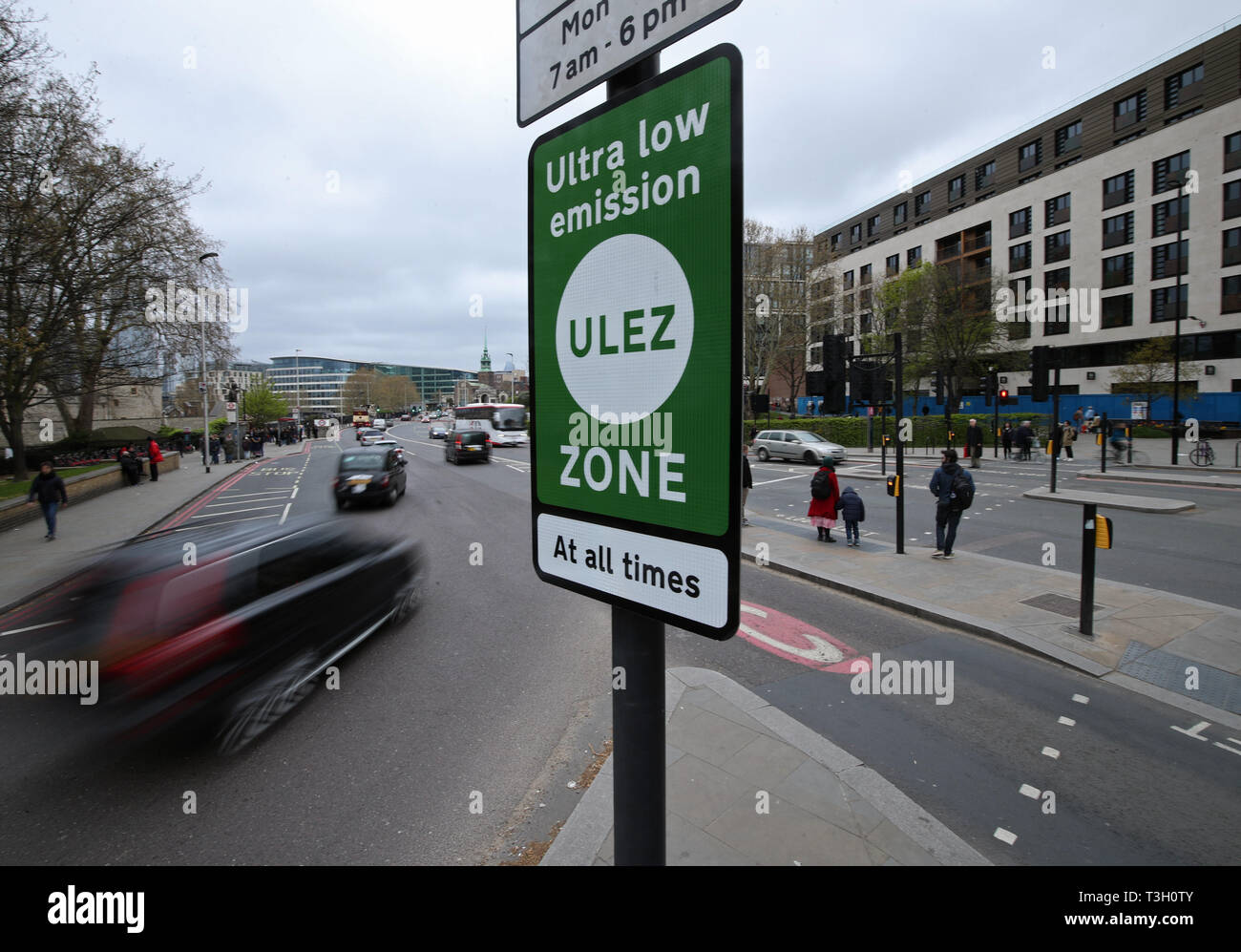 A view of a information sign at Tower Hill in central London, for the ...