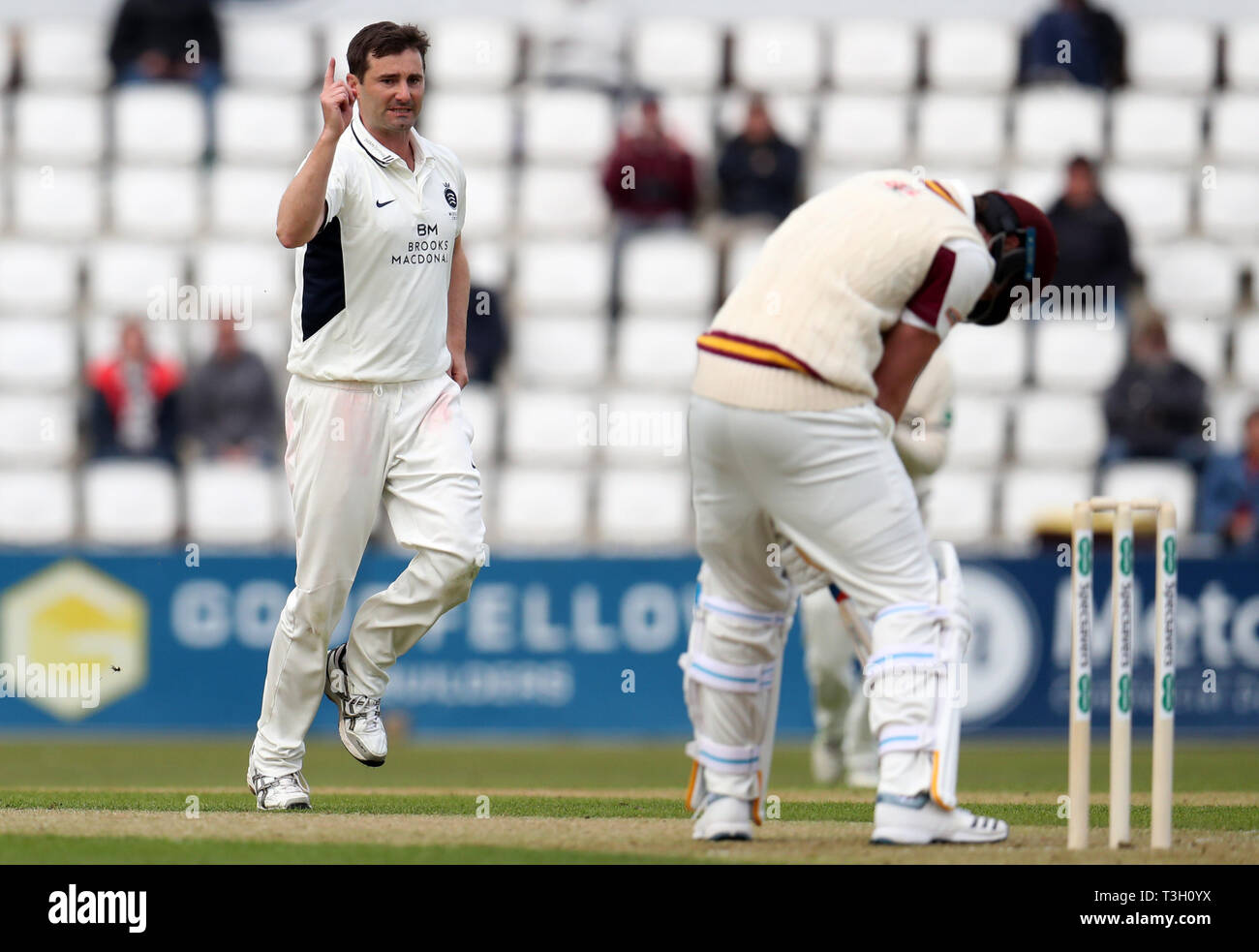 Middlesex' Tim Murtagh celebrates after team mate Sam Robson catched ...