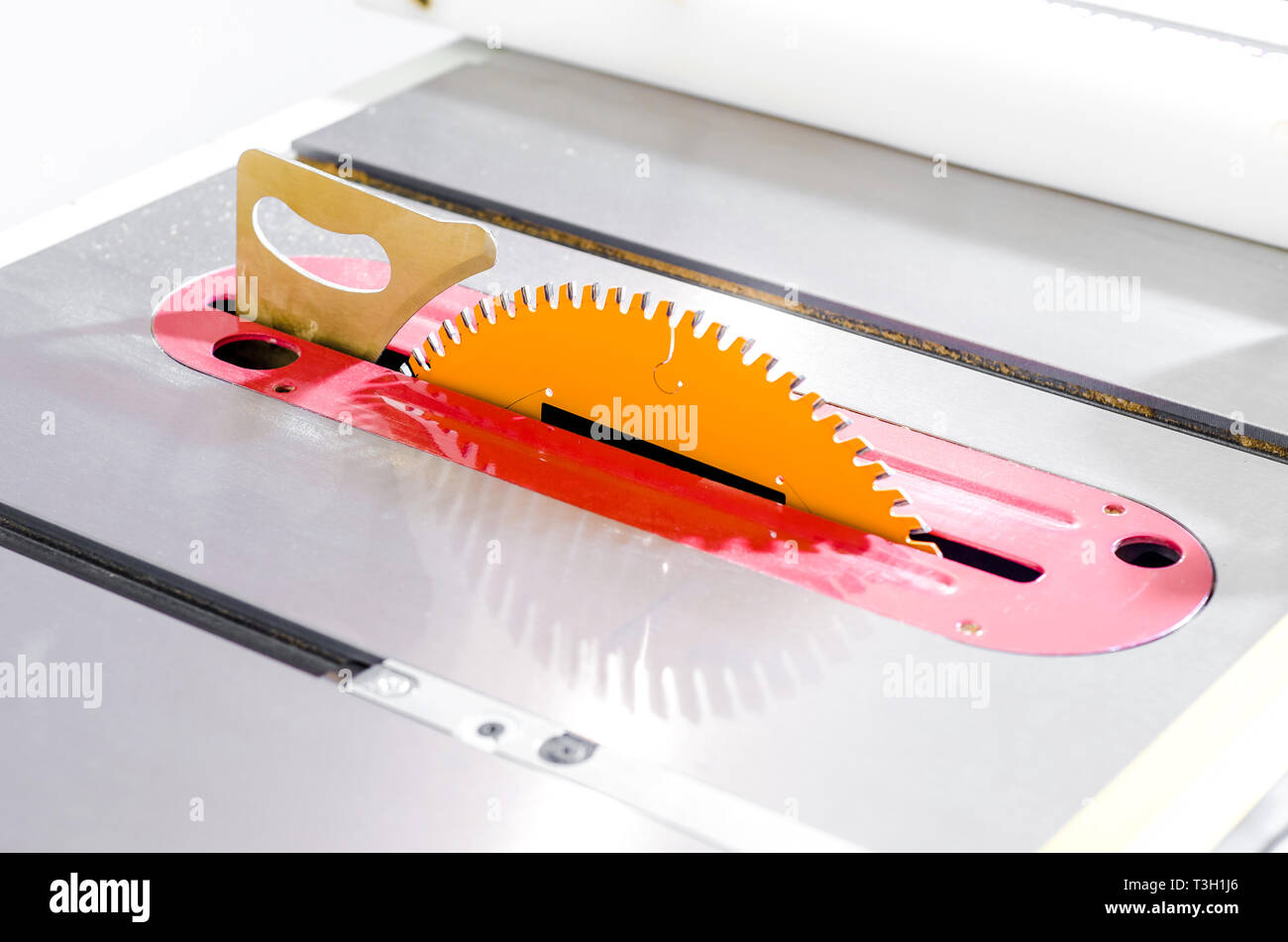 Woodworking, adjustable circular saw in the workshop Stock Photo - Alamy