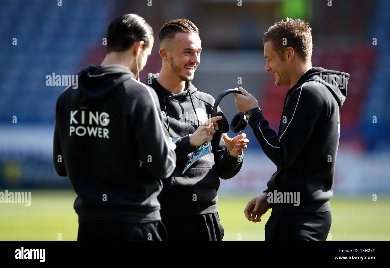 Leicester City's James Maddison (centre) and Jamie Vardy (right) on the ...