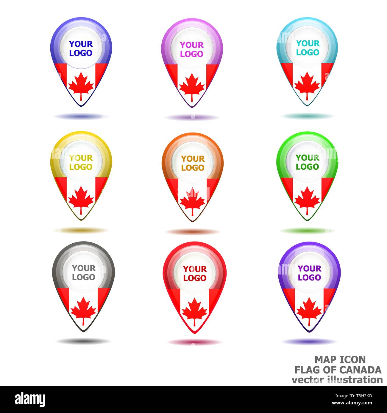 Bright map icon with map of Canada. Location Icon vector. Vector ...