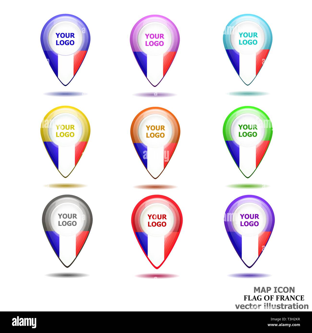 Bright map icon with map of France. Location Icon vector. Vector ...