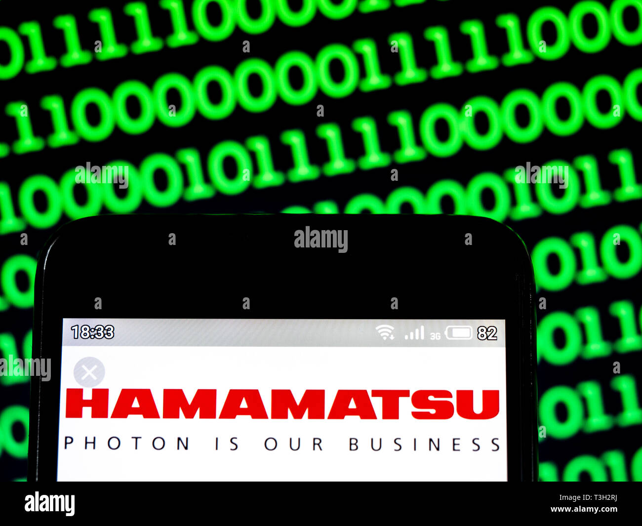 In this photo illustration a Hamamatsu Photonics K.K. logo seen ...