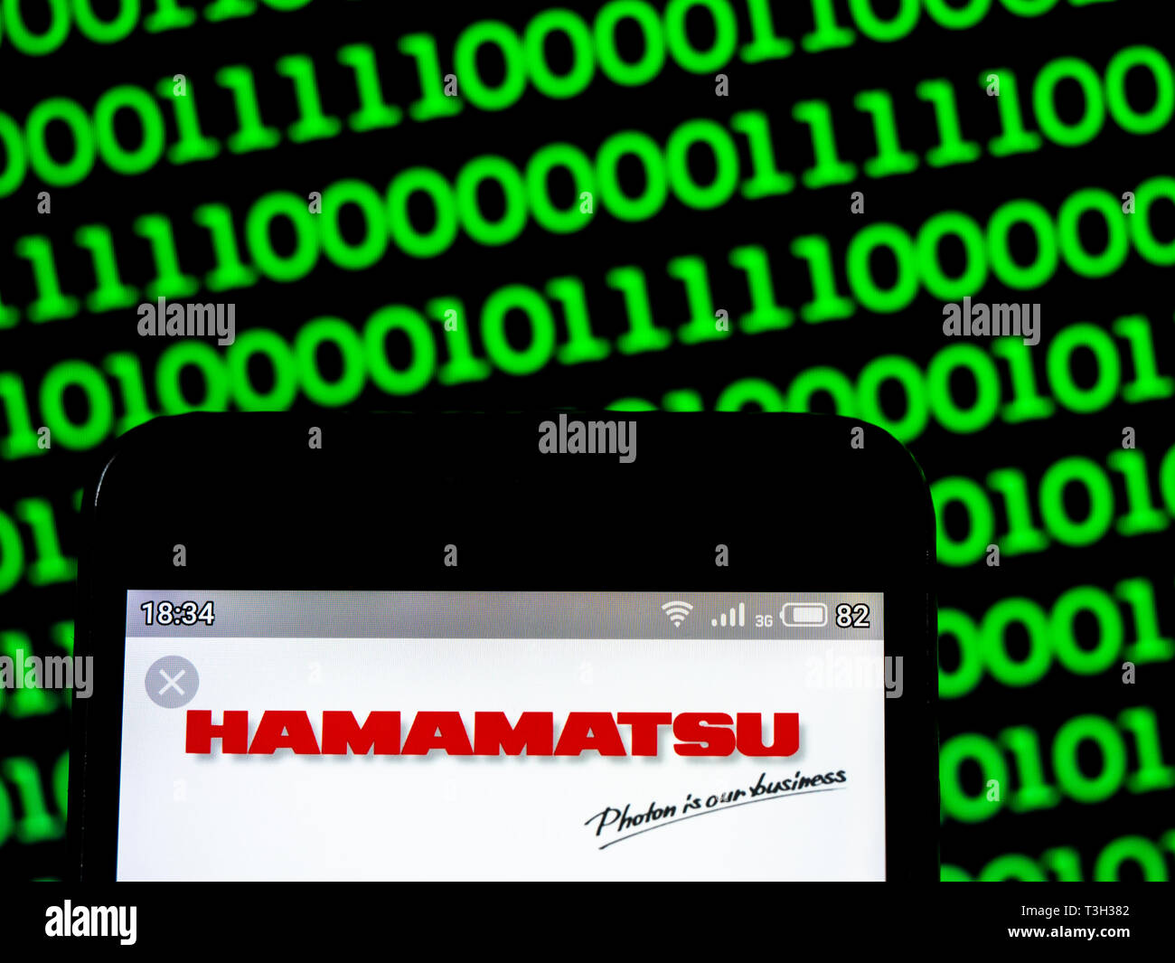 In this photo illustration a Hamamatsu Photonics K.K. logo seen ...
