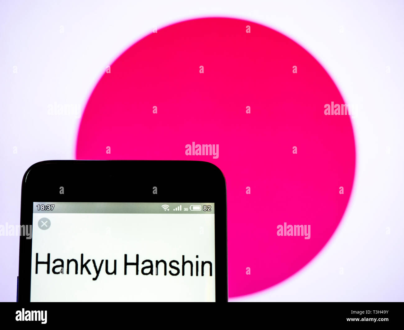 In this photo illustration a Hankyu Hanshin Holdings, Inc. logo seen ...