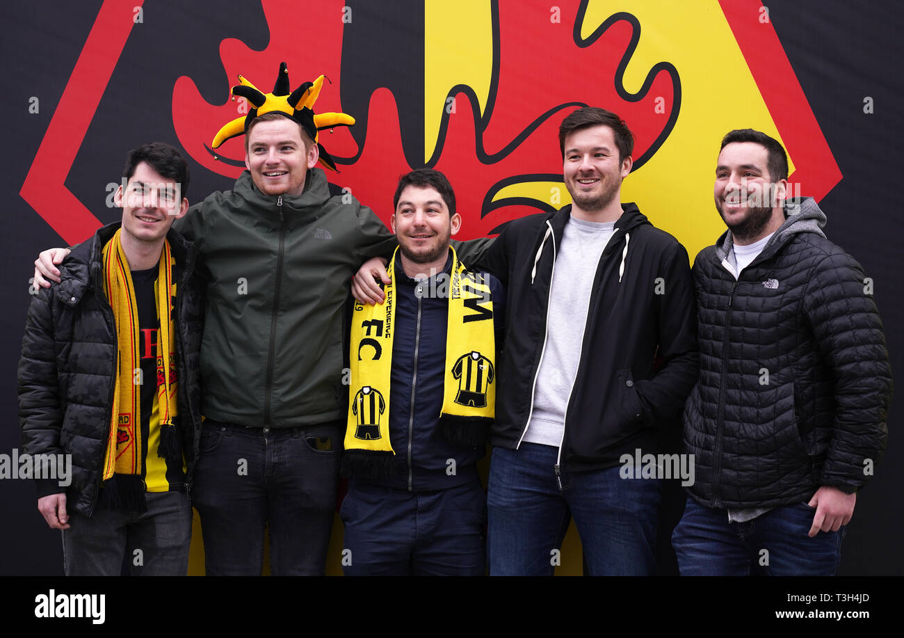 Watford fans before the FA Cup semi final match at Wembley Stadium ...