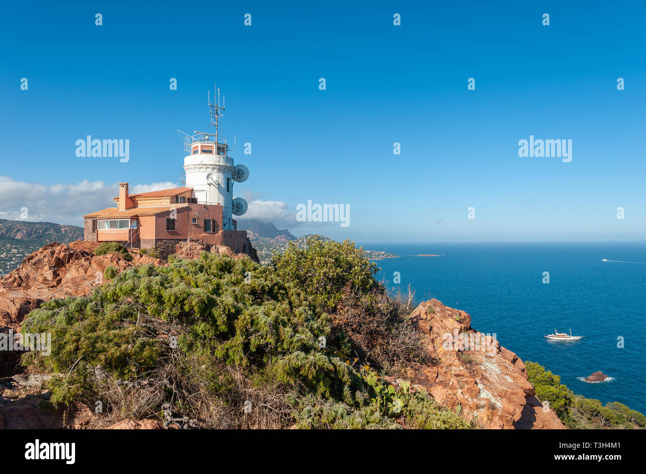 Lighthouse at Cap du Dramont, Saint-Raphael, Var, Provence-Alpes-Cote d ...