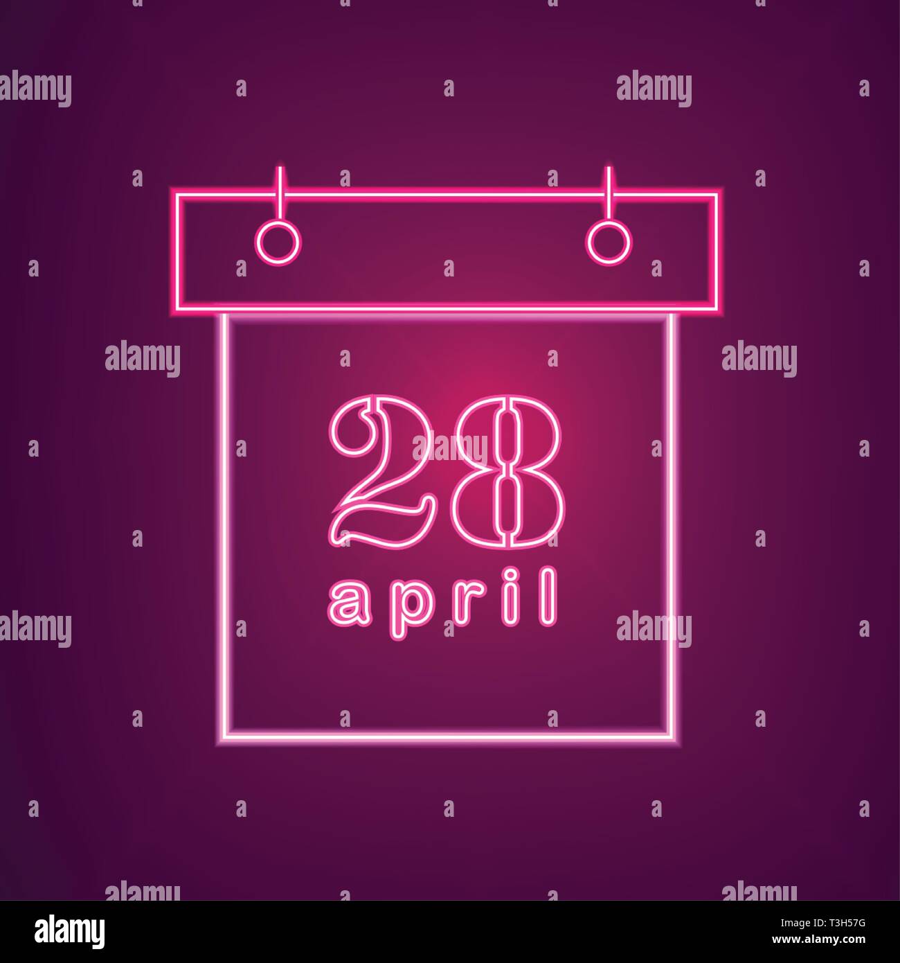 April neon calendar Vector. Easter Calendar Neon Sign. Seasonal Holiday ...