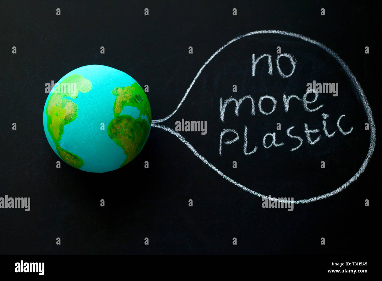 homemade model of the Earth planet on a chalkboard with the inscription ...