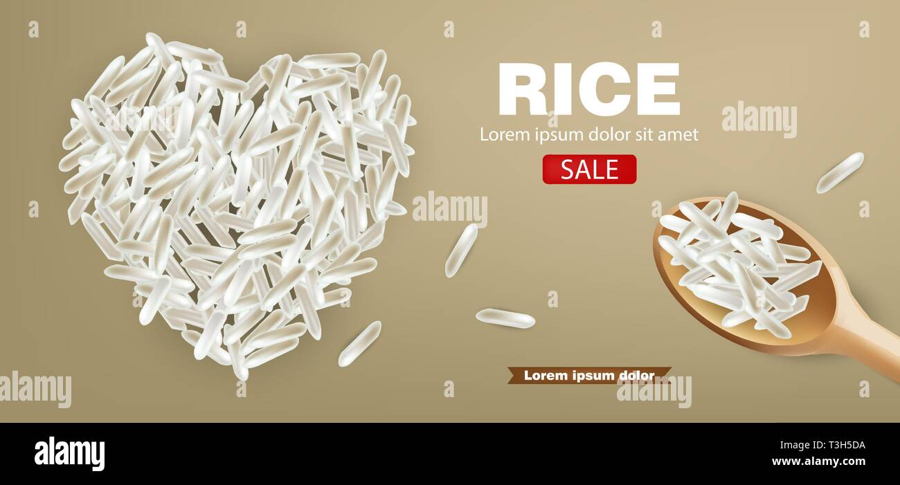 Heart rice Vector realistic. detailed 3d illustration close up Stock ...