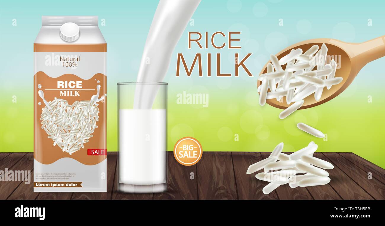 Rice milk mock up Vector realistic. Product placement advertise ...