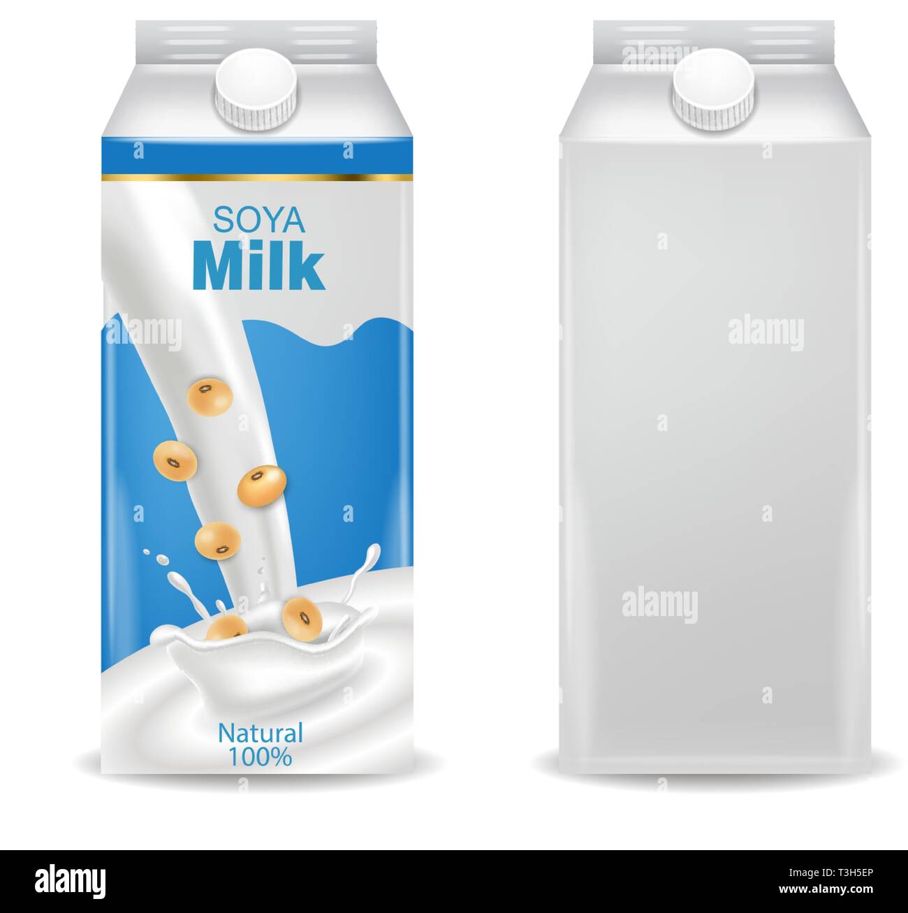 Soy milk mock up isolated Vector realistic. Milk box product placement ...