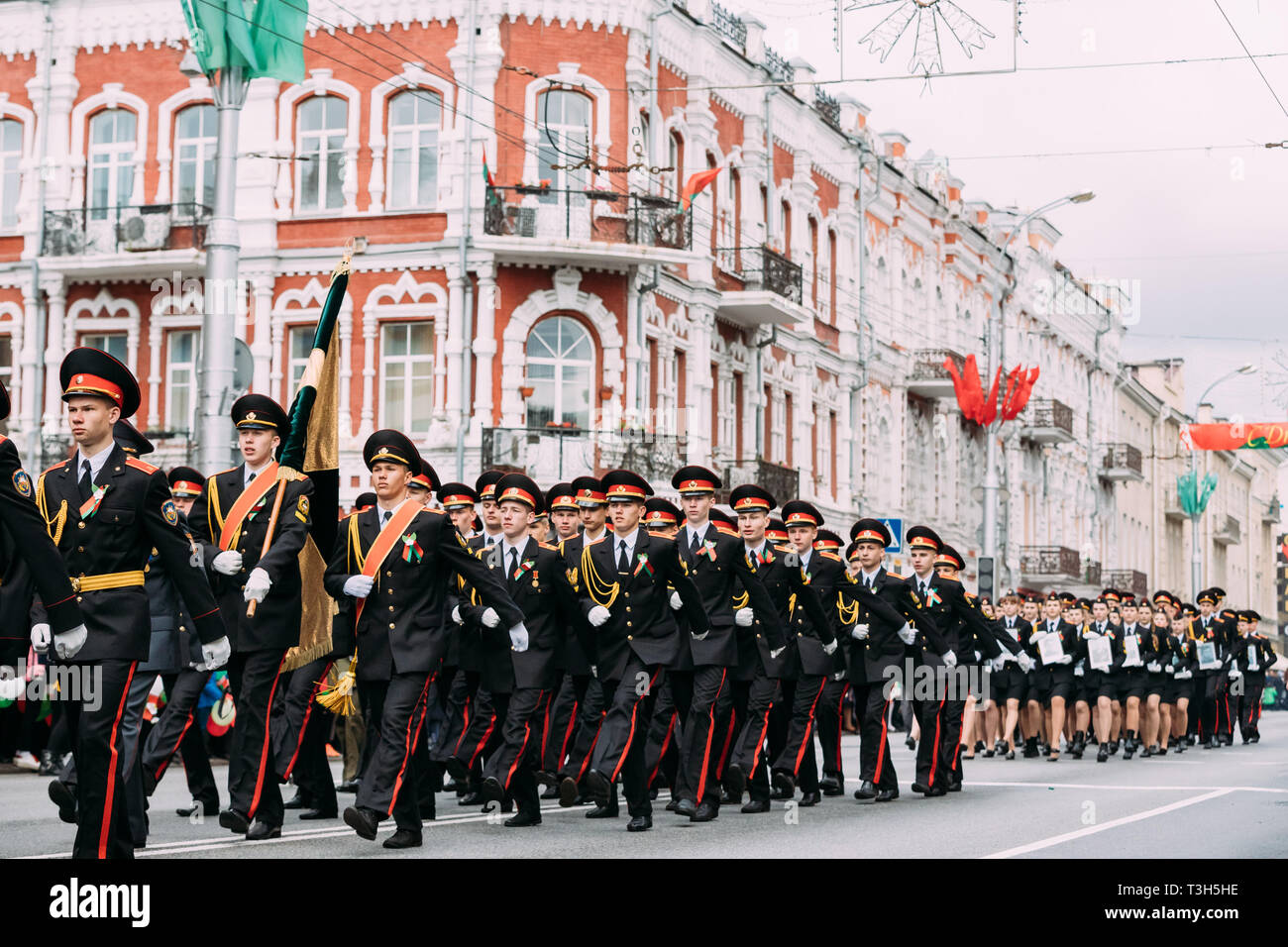 Gomel, Belarus. Parade Procession Of Young Man From Gomel State Cadet ...