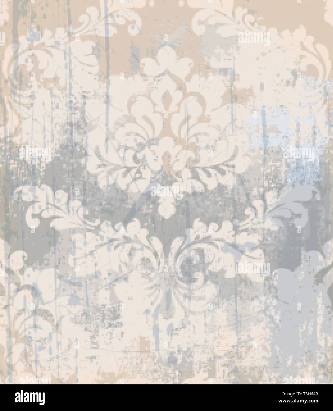 Vector rococo pattern texture. Damask ornament grunge background ...